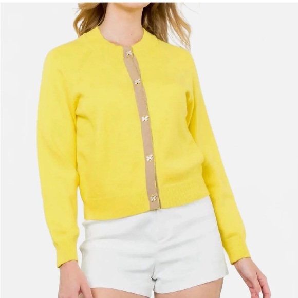 THML | Sweaters | Nwt Thml Sunshine Bow Cardigan In Yellow | Poshmark